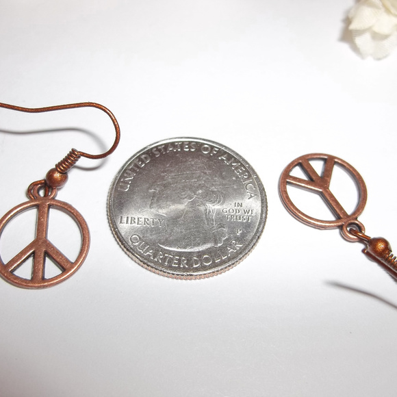 wvluckygirl | Jewelry | Unisex Copper Peace Symbol Sign Earrings Boho ...